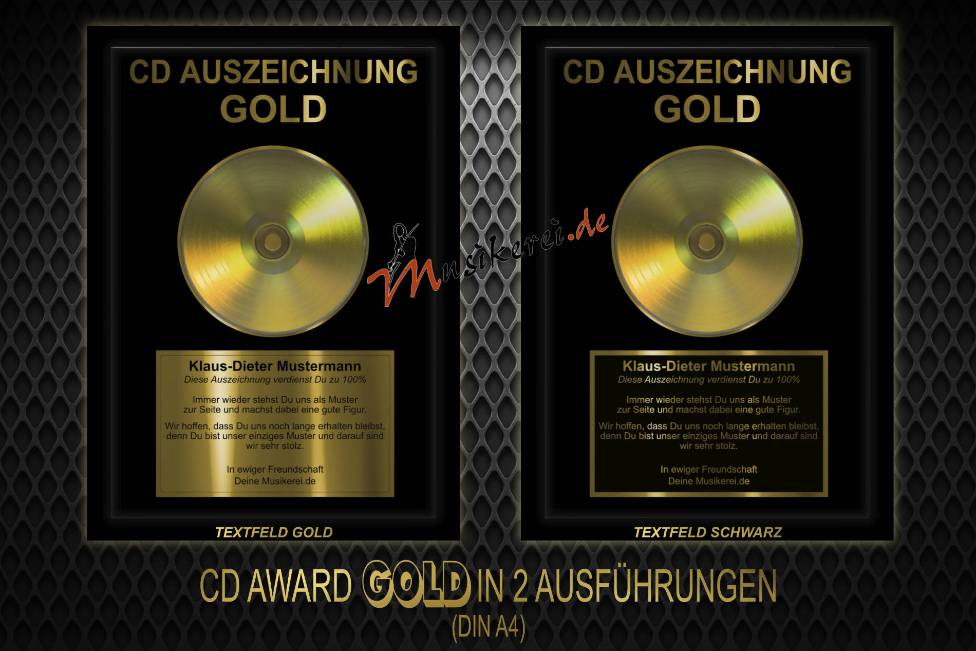 Geschenk ♫ Goldene CD Auszeichnung glänzend