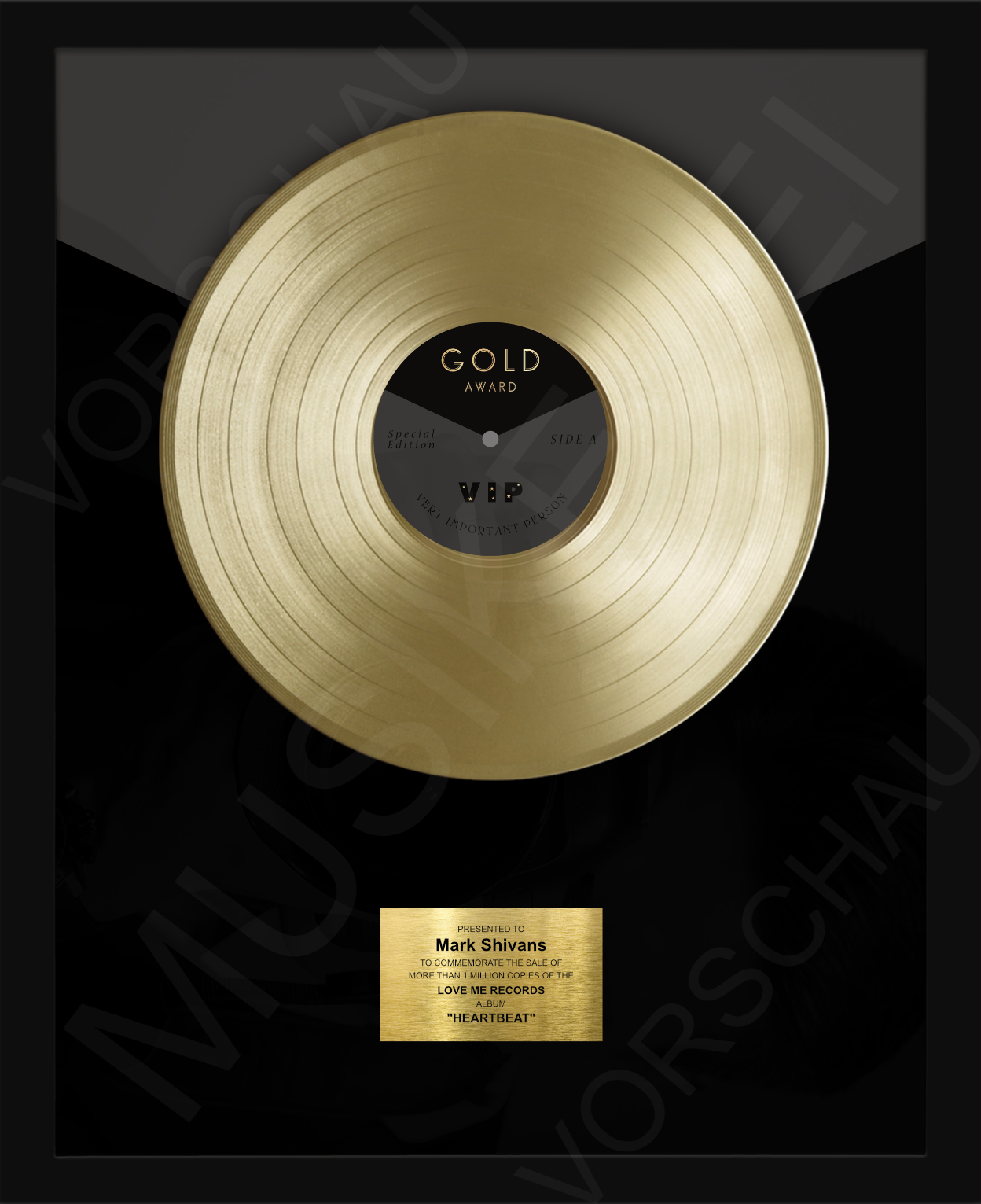 Geschenk ♫ Goldene Schallplatte ♫ Grey/Black